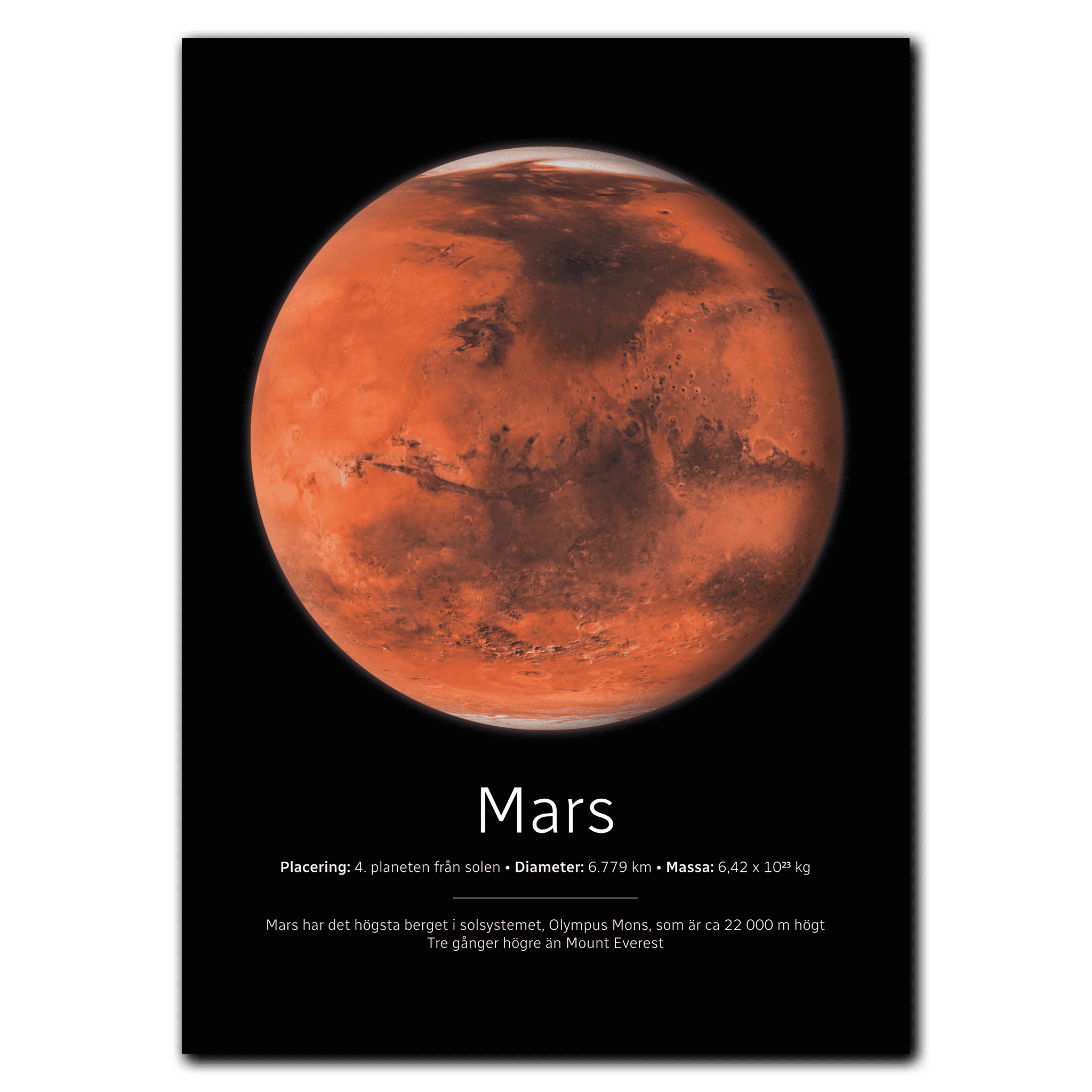 Poster med Mars - Planetposter från Vår Solsystemsposterserie – Plakana